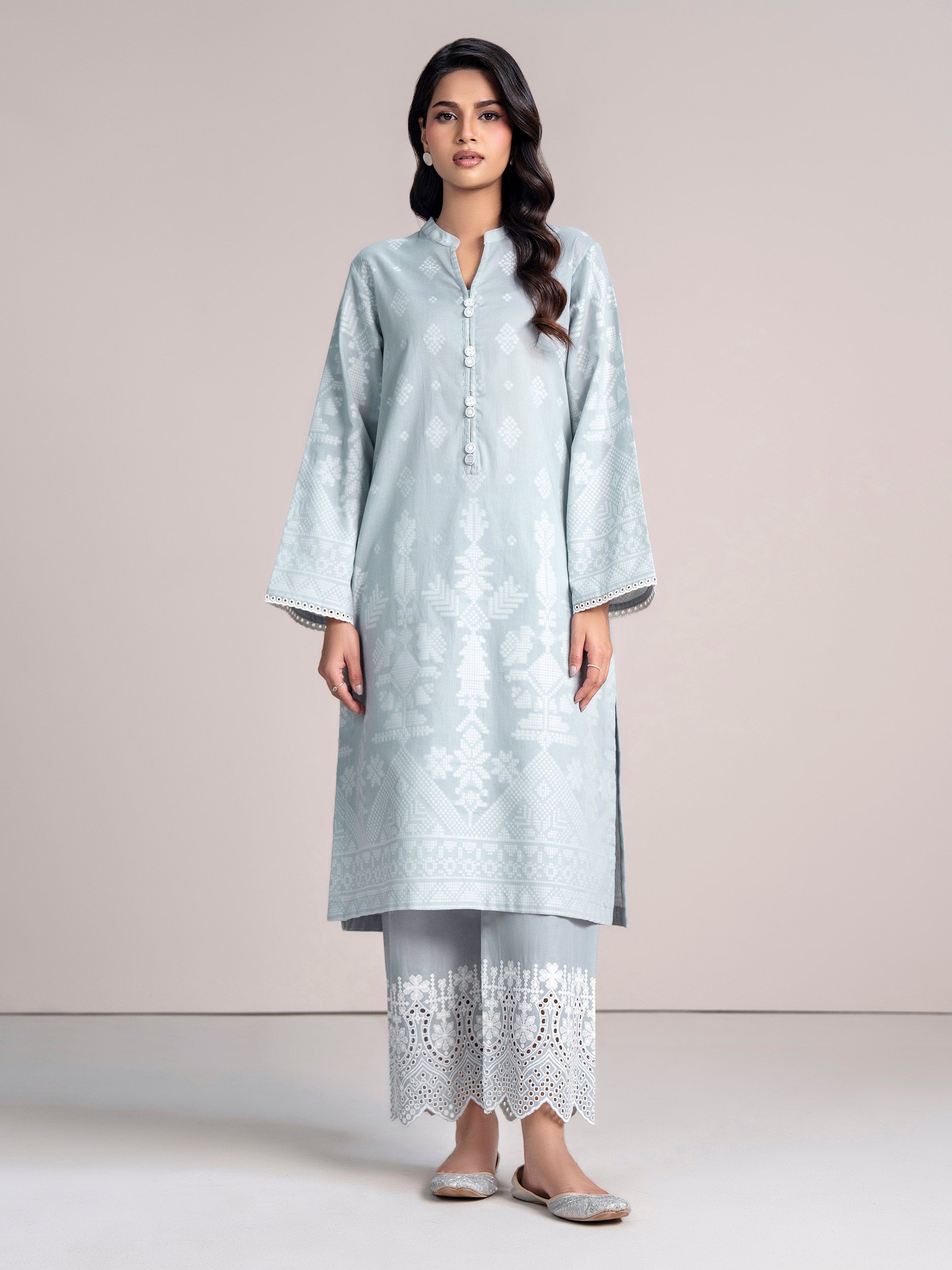 2 Piece Self Jacquard Suit- Embroidered (Pret) – Limelight.store